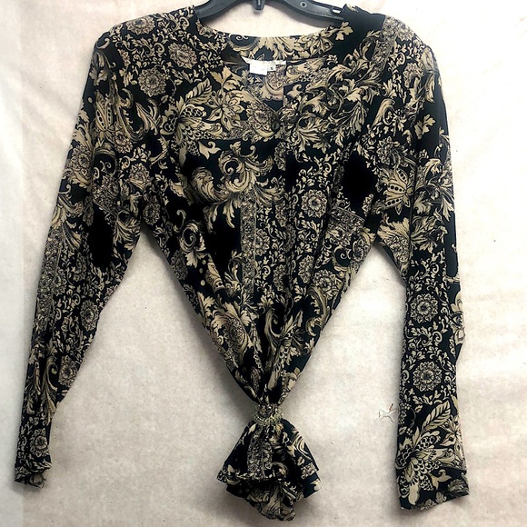 Annie Alexander | Tops | Vintage 9s Annie Alexander Silk Blouse Art ...
